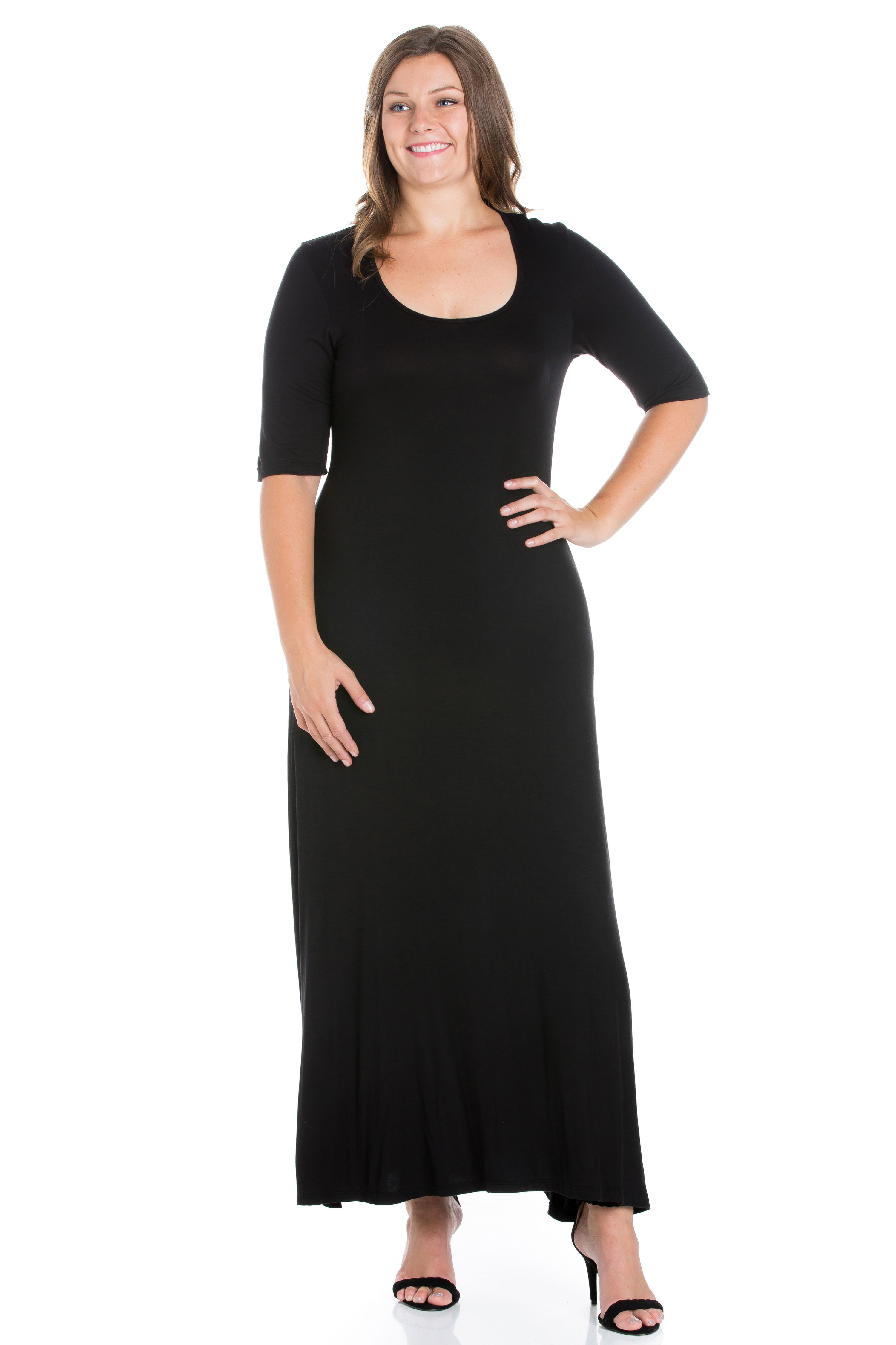 24/7 Women's Plus Size Comfort Apparel Elbow Length Sleeve Plus Size ...
