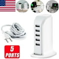 TEYJRY 5 Port Multi USB Charger Station Desktop Fast Charging Hub Tower ...