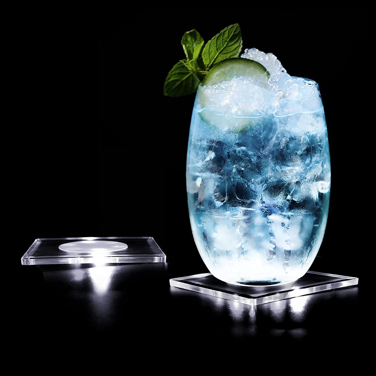 LINLIN LED Cup Holder Lights, 10cm Colour Changing LED Drinks Coasters ...