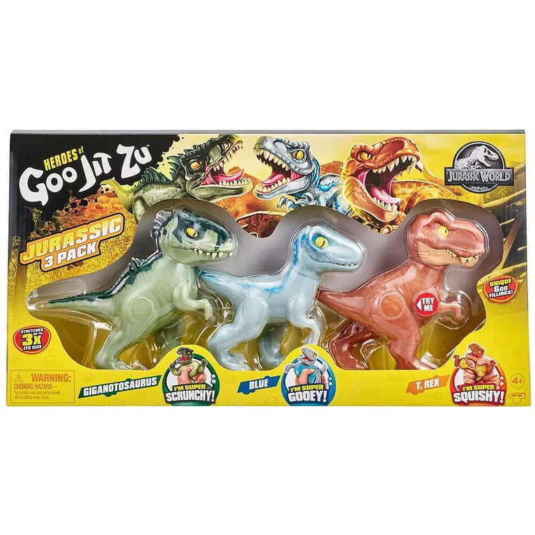 Blue Heroes of Goo Jit Zu 3 Pack Jurassic World, giganotosaurus, trex ...