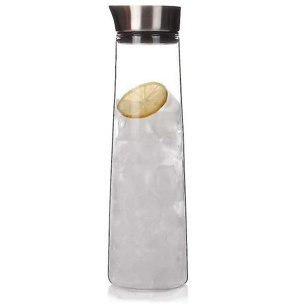 Botella de agua grande de vidrio espesado de 1000 ml con jarra con tapa de acero inoxidable ...