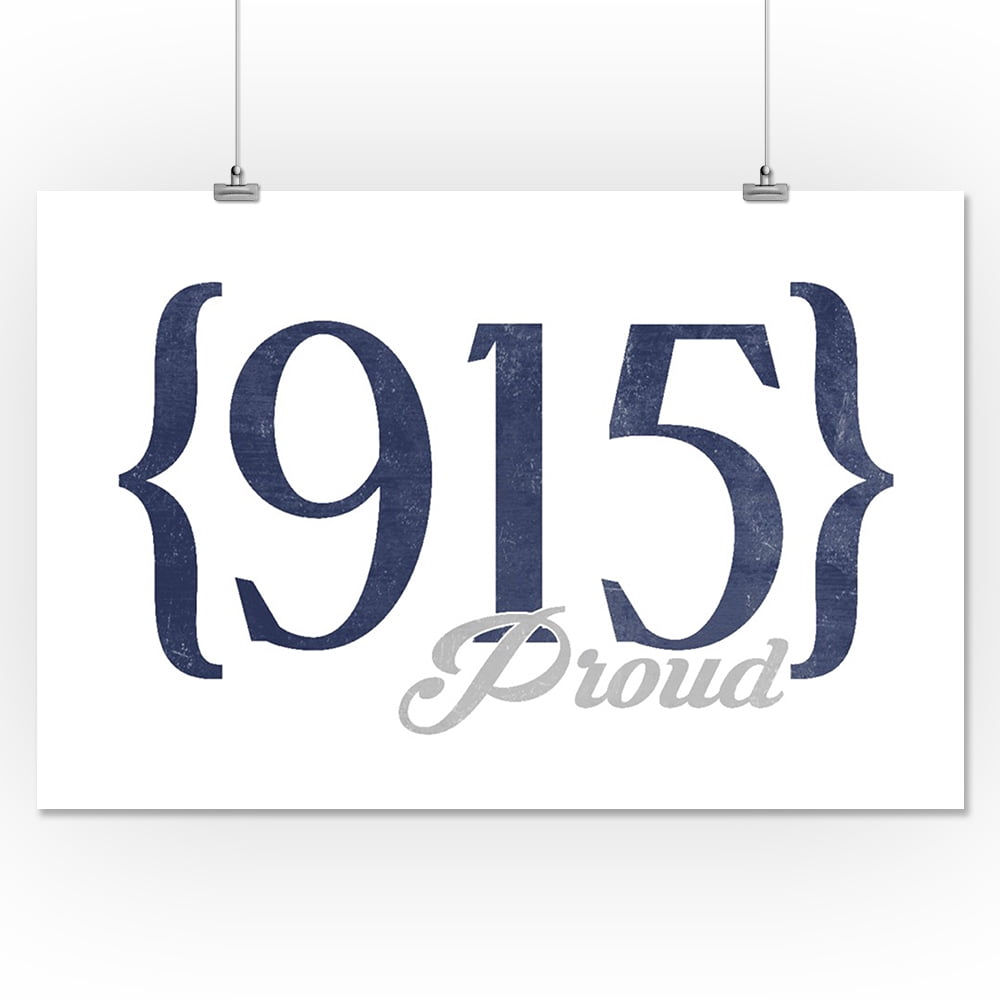 Midland, Texas - 915 Area Code (Blue) - Lantern Press Artwork (16x24 ...