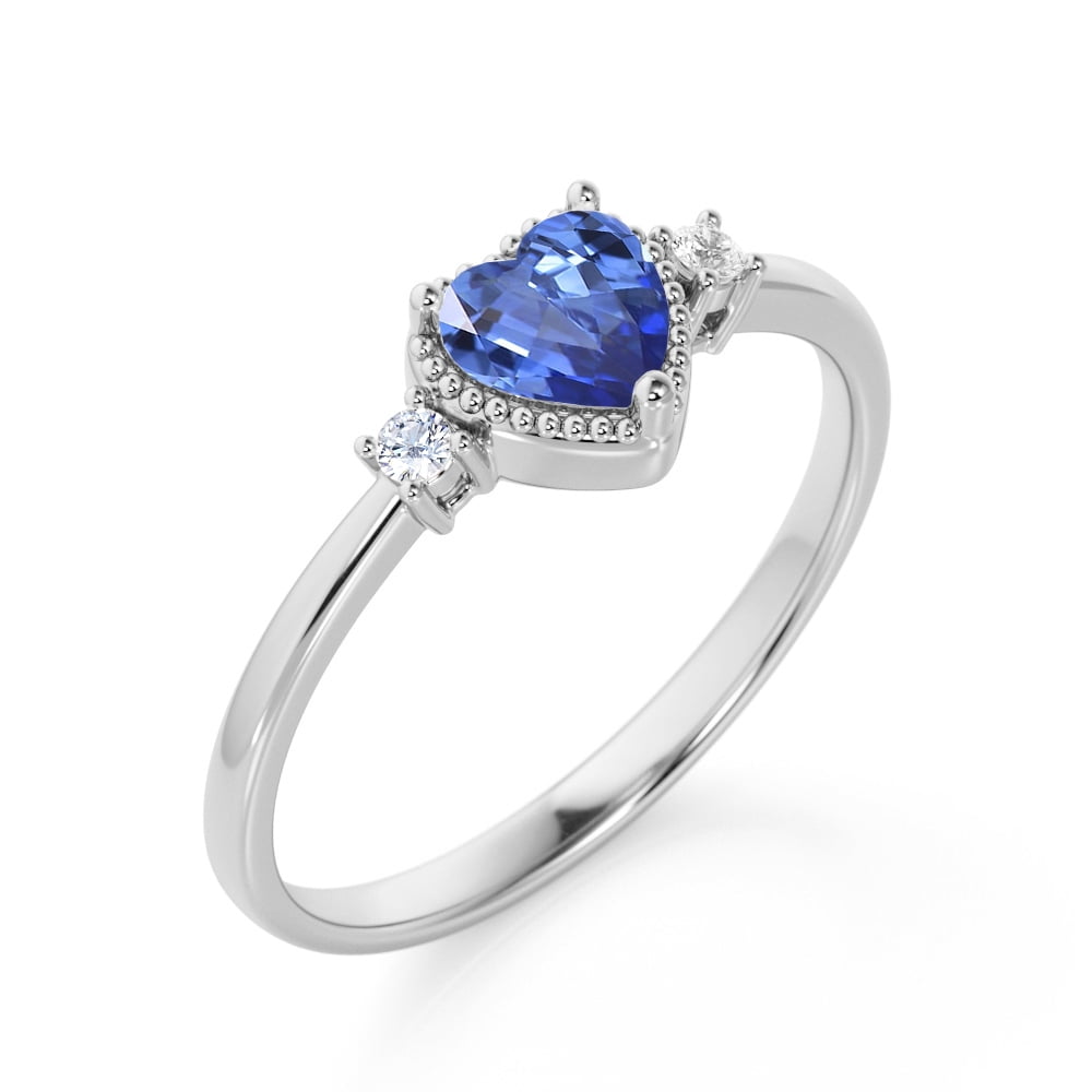 JeenMata - 1.25 ct - Heart Shaped Natural Blue Sapphire Ring ...