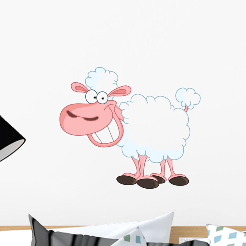Funny Sheep with Big Wall Decal Sticker by Wallmonkeys Peel and Stick ...
