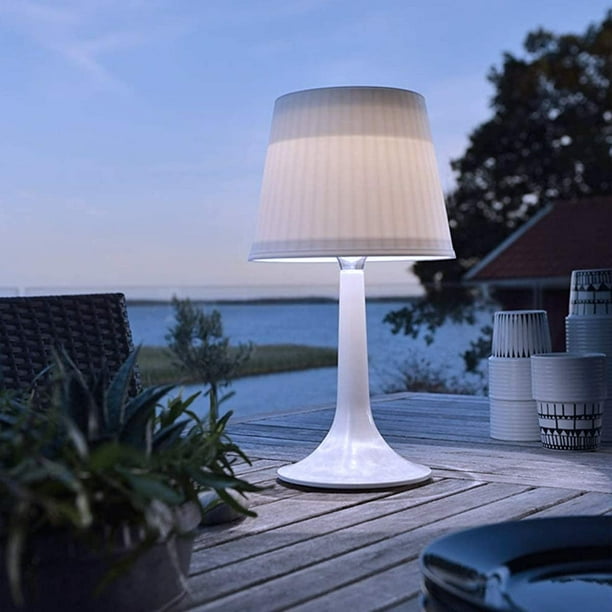 White Modern Outdoor Solar Adjustable Brightness LED Table Lamp ...