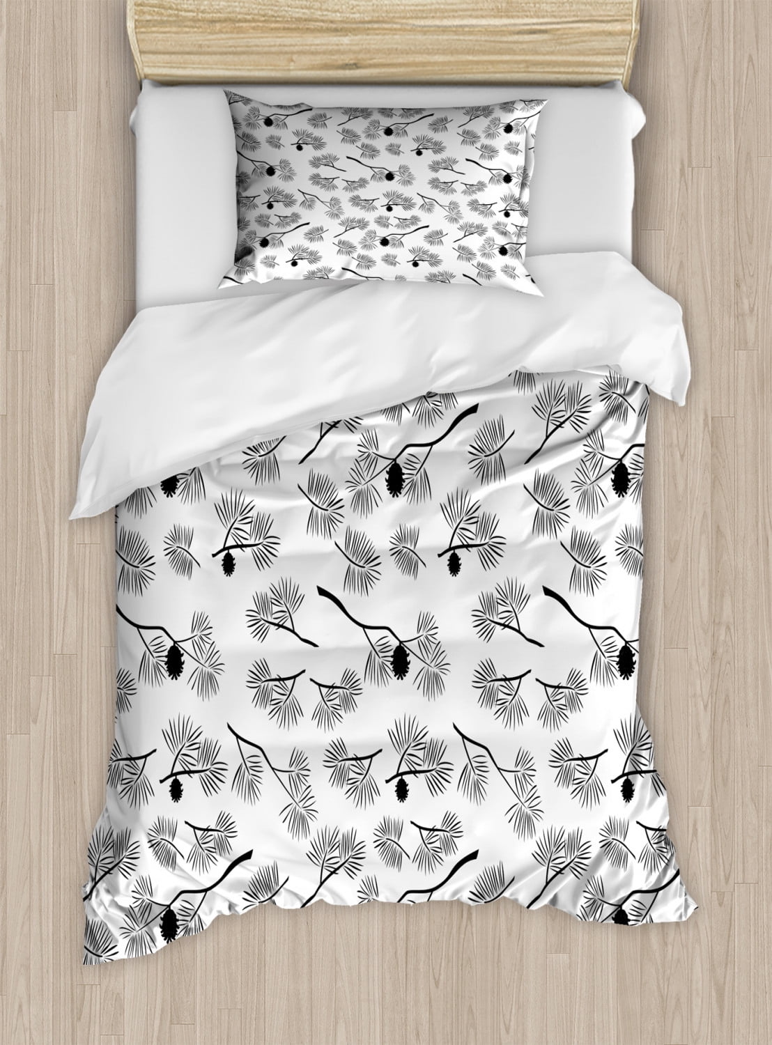 Pine Cone Duvet Cover Set Twin Size, Tree Branches Fir Leaves Needle ...
