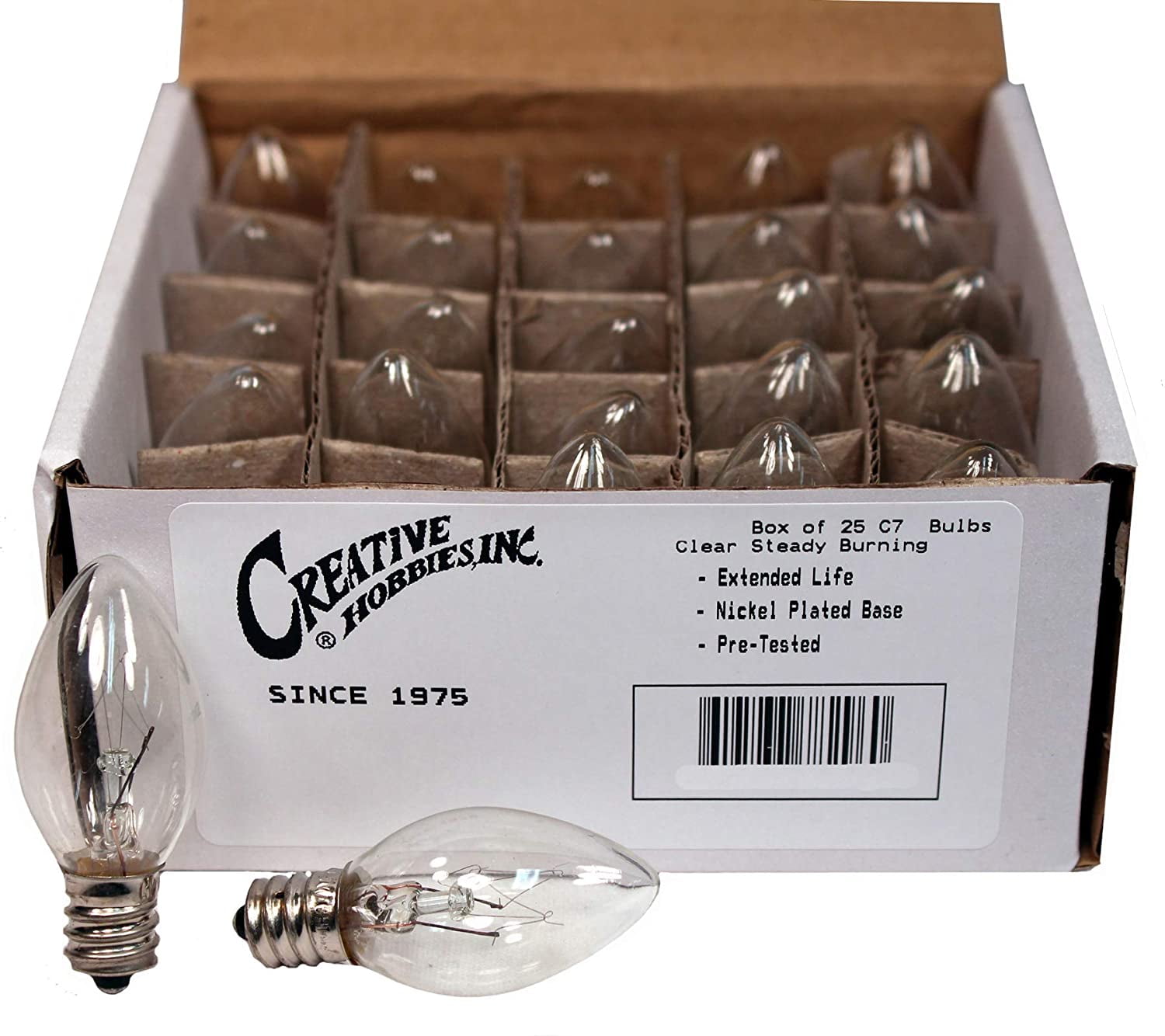 Creative Hobbies (25 Pack) Night Light Bulbs, C7, Clear, Steady Burning ...