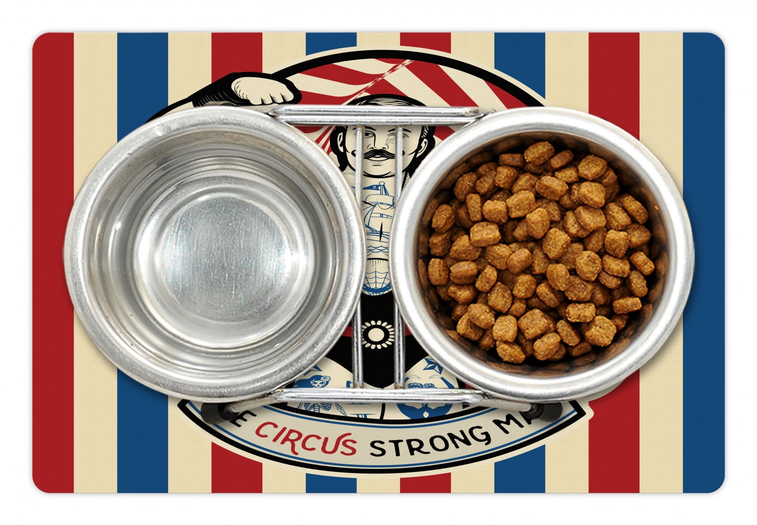 Circus Pet Mat for Food and Water, Nostalgic the Strong Man Tattoos and ...