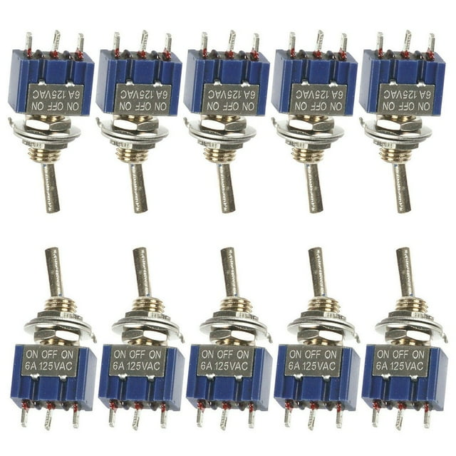 10PCS Toggle Switch SPDT ON-OFF-ON 3-Position 6mm 12V/ 110V/ 220V MTS ...