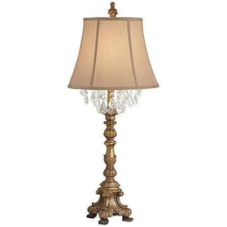 Duval French Country Cottage Tall Table Lamp Crystal Aged Gold ...