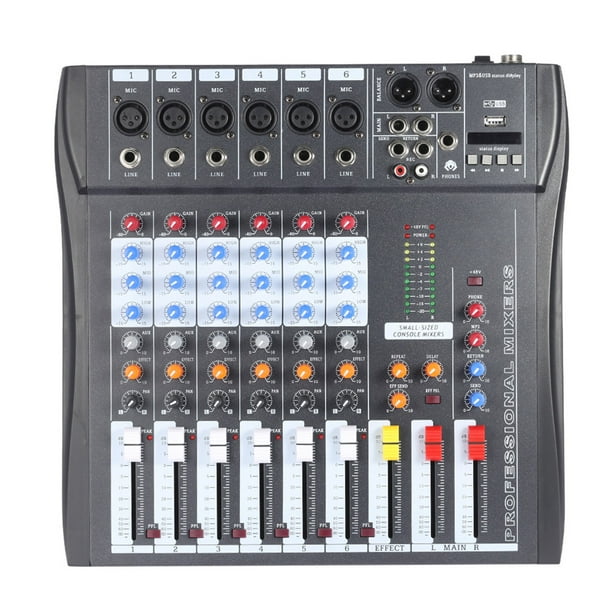 60S-USB Mezclador de audio con micrófono de 6 canales Consola ...