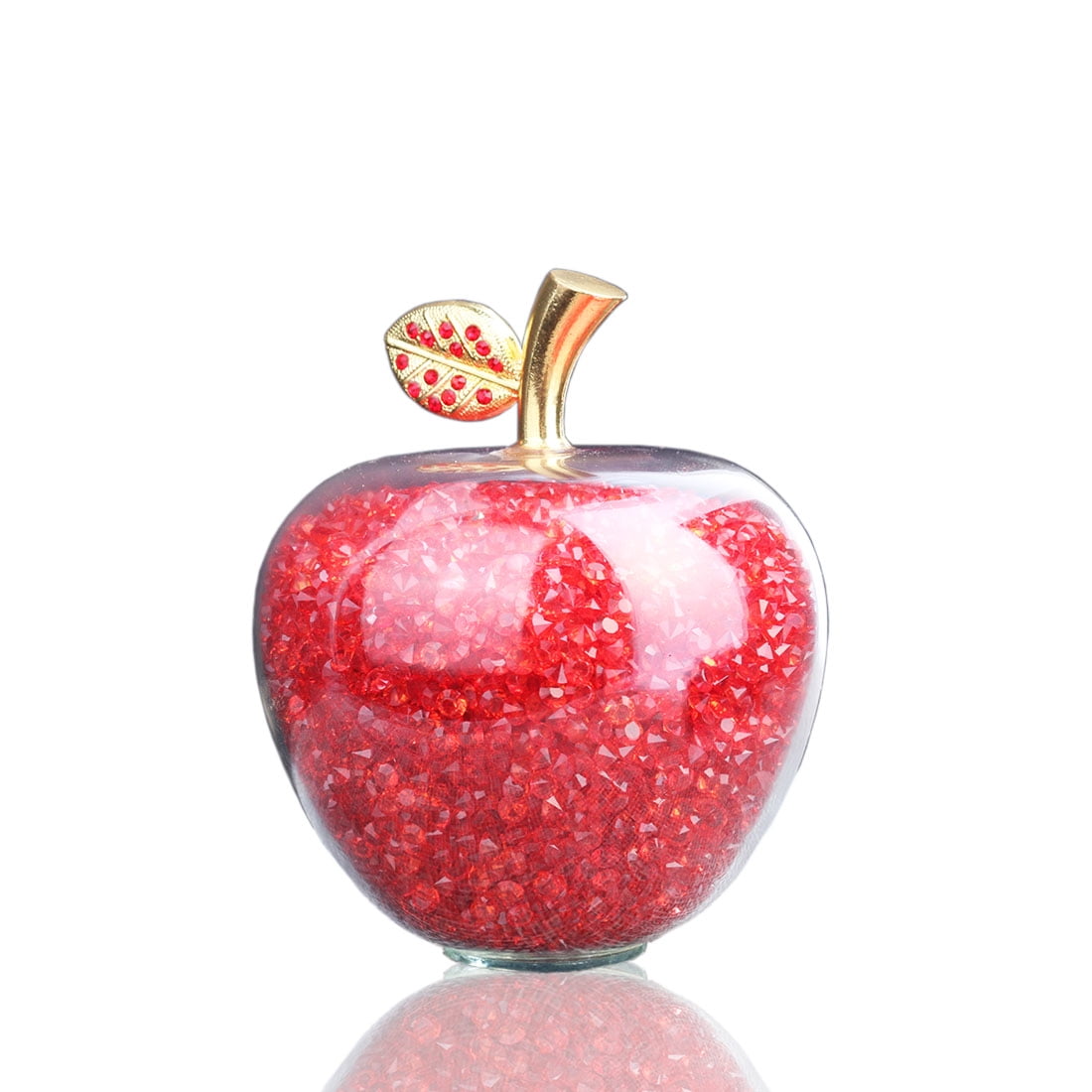 H&D Crystal Glass Apple Paperweight Red Apple with Rhinestones Filled ...