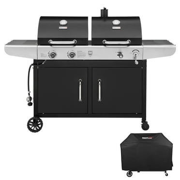 RevoAce BBQ Propane & Charcoal Combo Grill with Side Burner, Black ...