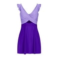Womens Bikini One Piece Ruffle Sleeve Criss Cross Cutout Deep V Neck