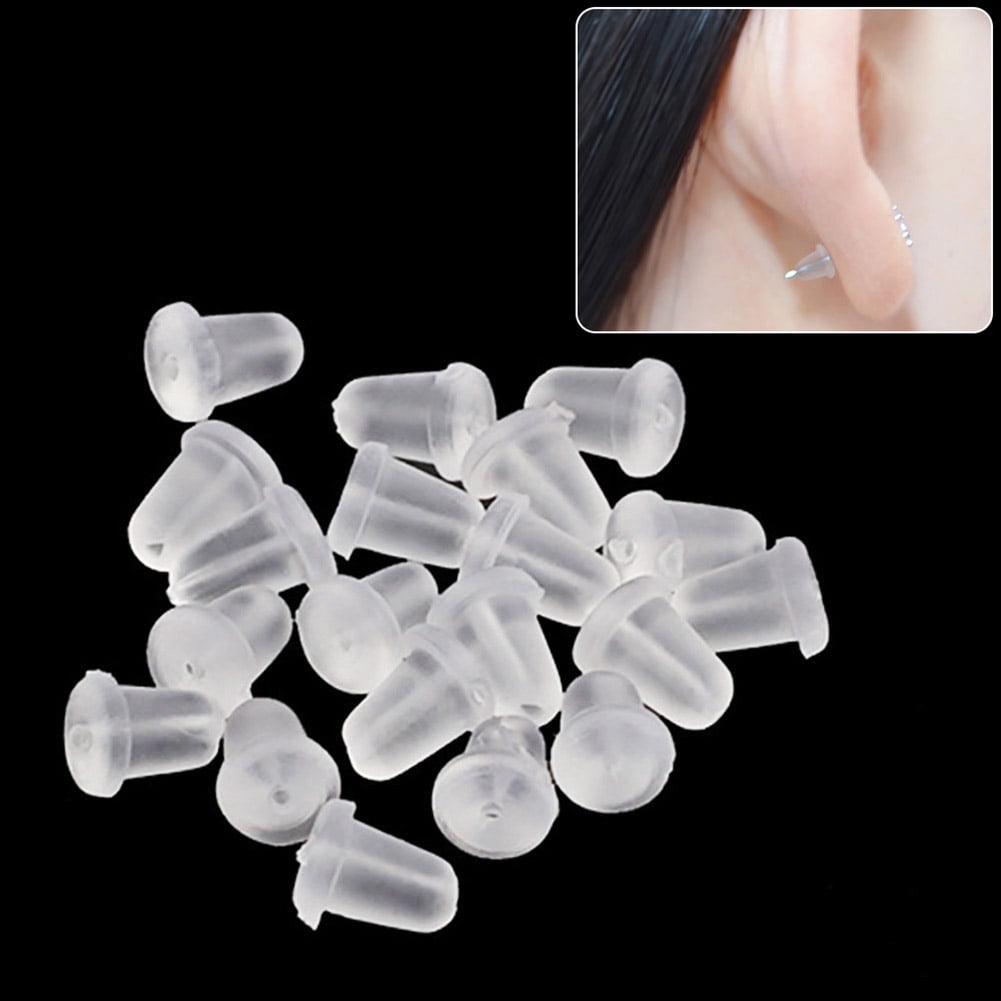 Yesbay 300 Pcs Clear Soft Plastic Earring Findings Back Stoppers ...