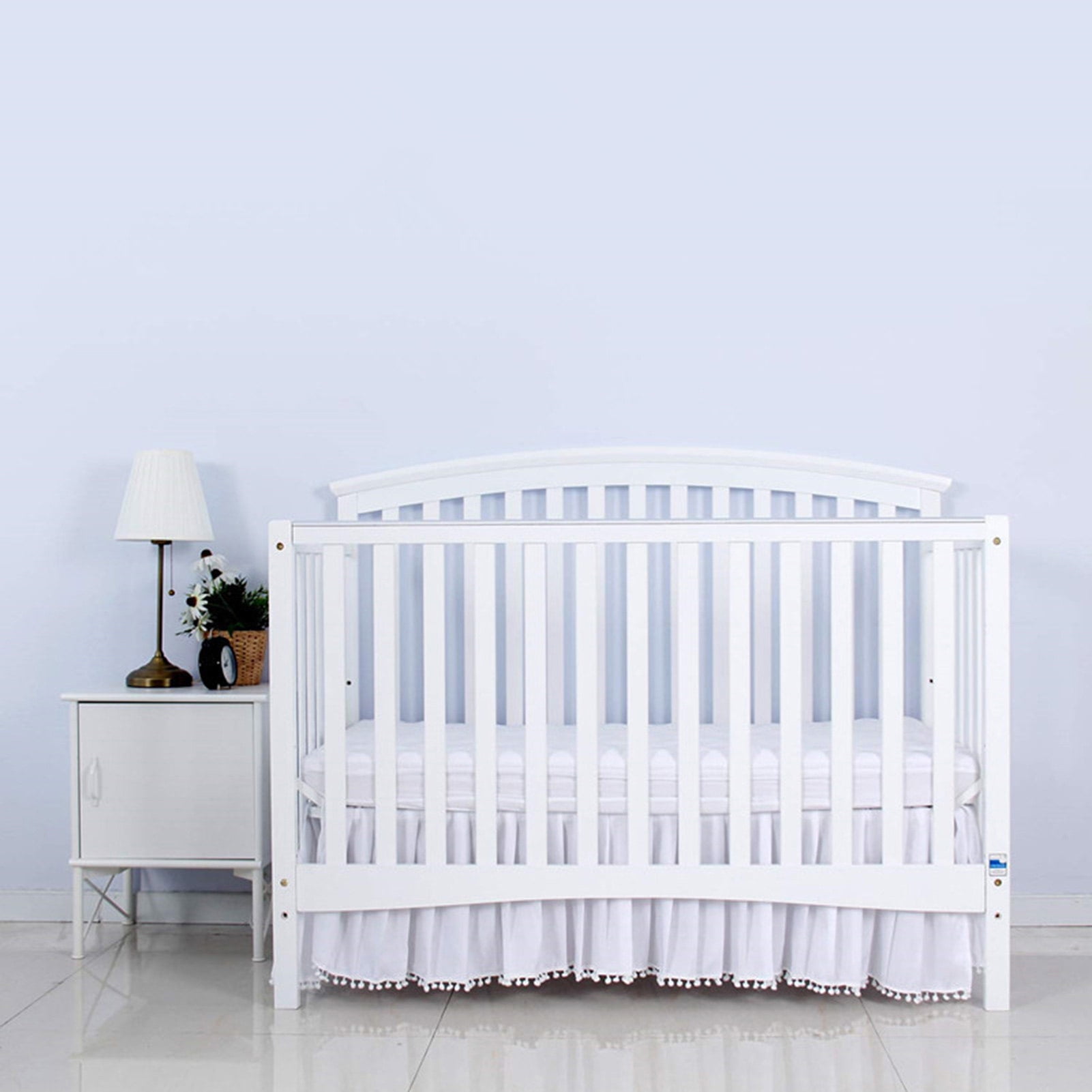 YAOMOBB Corner Button Crib Skirt Adjustable Elastic Bedding Crib Ruffle ...