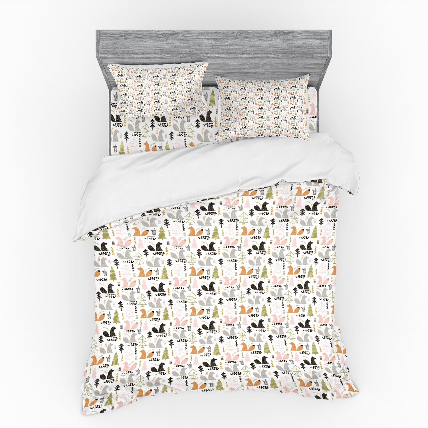 Ambesonne Nature Bedding Set 4 Pcs, Squirrel Trees Woodland, Queen ...
