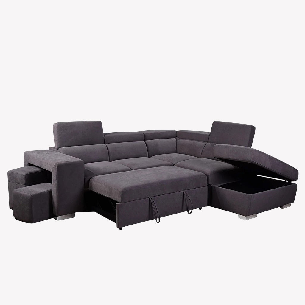 Click here for Cosmic Homes Vibe Grey Sectional Sofa Bed With Usb... prices