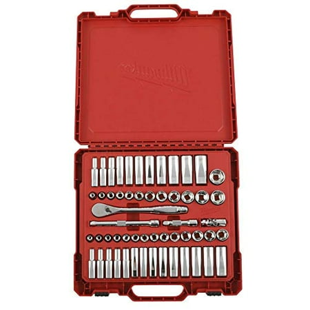 Milwaukee 3/8 in. Drive SAE/Metric Ratchet and Socket Mechanics Tool Set (56-Piece) | Walmart Canada