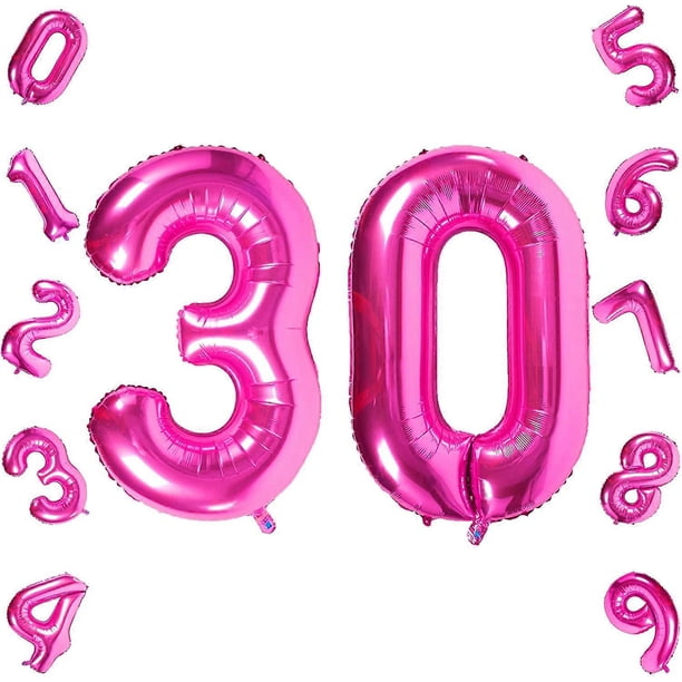 Globos rosas número 30, globos digitales de helio y Mylar de 40 ...