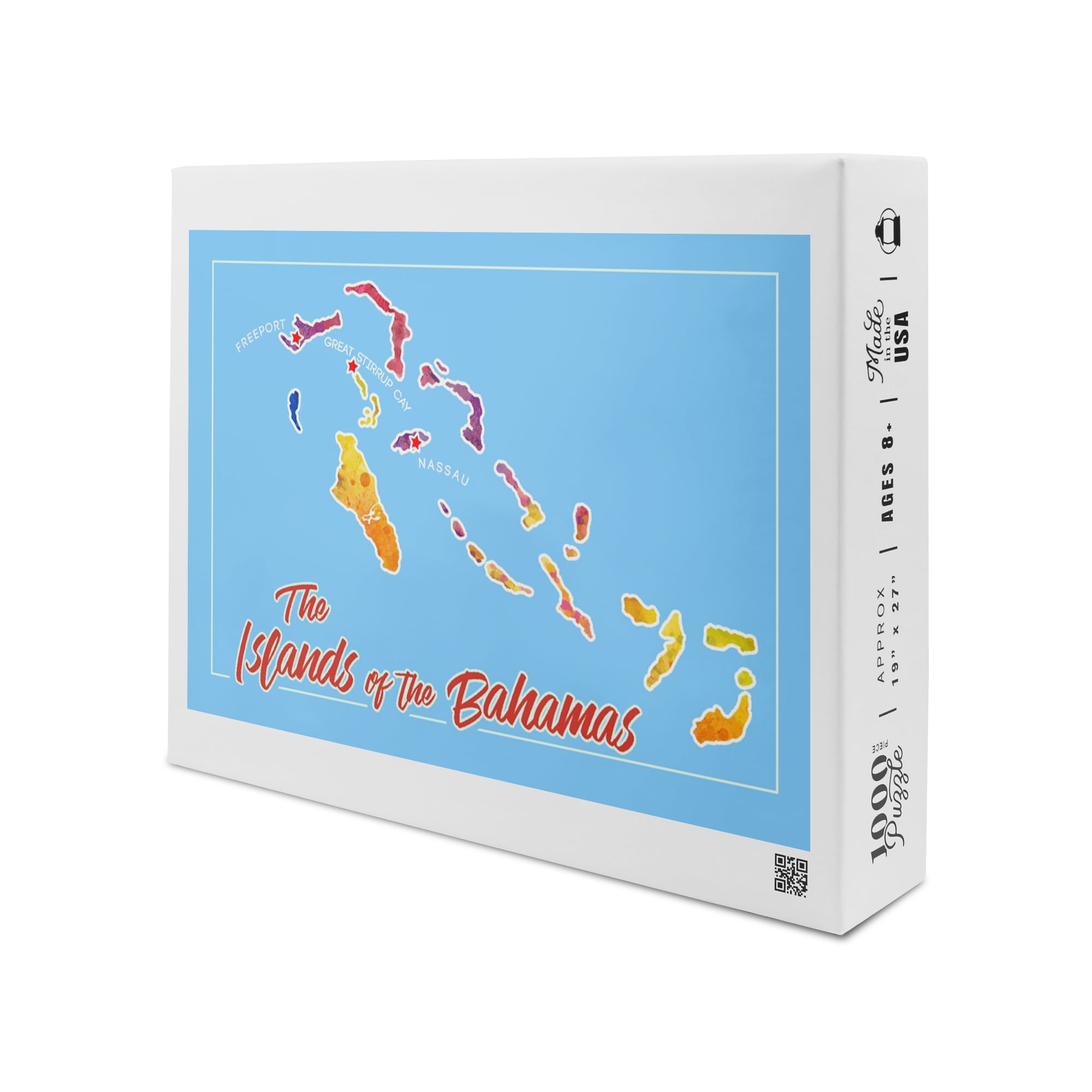 Bahamas, Colorful Map of the Islands Islands (1000 Piece Puzzle, Size ...
