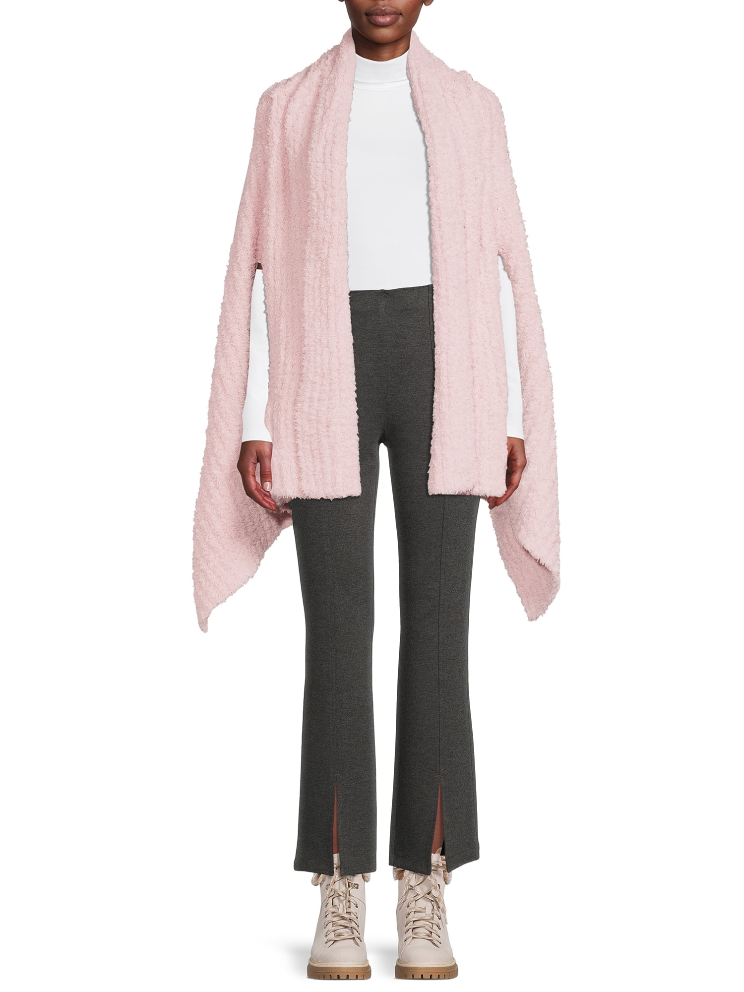 Time and Tru Adult Women's Solid Rib Cozy Wrap - Walmart.com