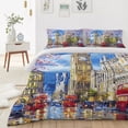 Big Ben Queen Duvet Cover Set, Spring Cherry Blossoms Red Bus ...