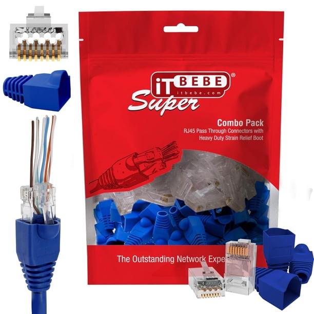 SHILIU-ITBEBE 60-Pack RJ45 Cat6 Pass Through Connectors for 23 AWG ...
