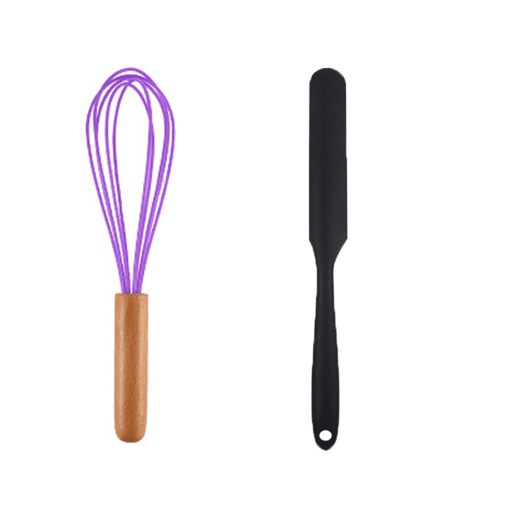 2 Piece Mini Kitchen Utensil Set- Silicone Kitchen Tools with wood ...
