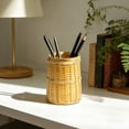 sruoe Natural Wood Woven Pen Holder, Retro Cylindrical Wooden Storage ...