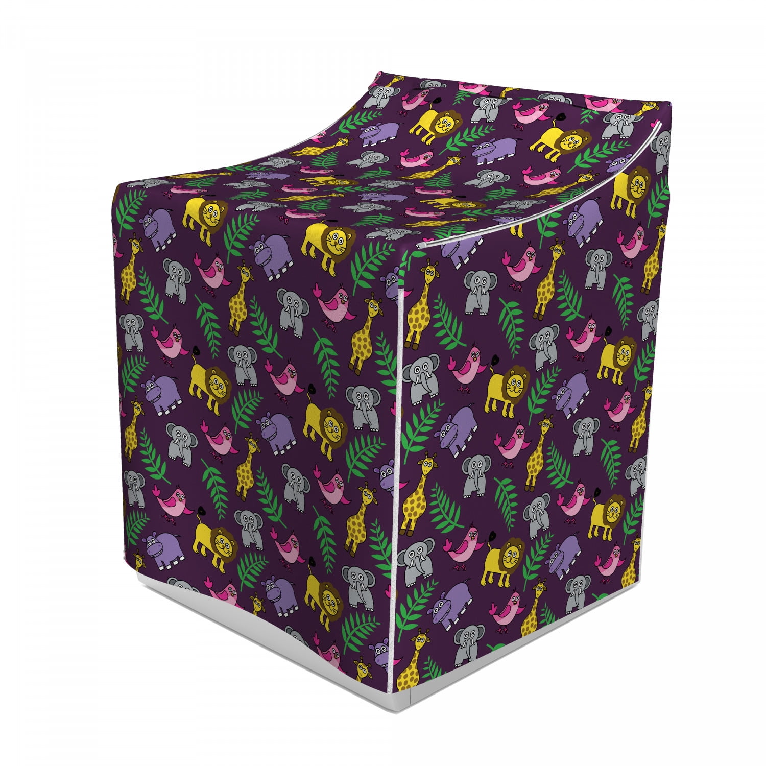 Funny Washer Cover, Funny Cartoon Style Jungle Animals with Palm Leaves ...