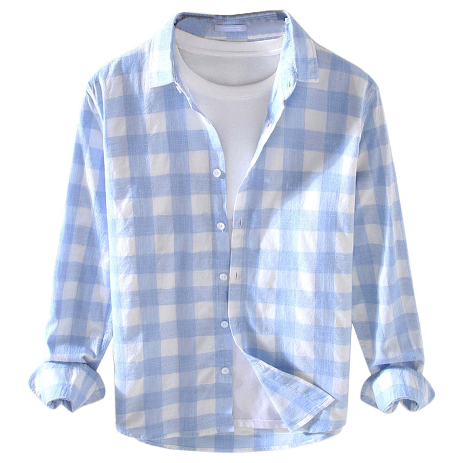 Click here for Shixiaoo Mens Plaid Long Sleeve Shirt Casual Mens... prices