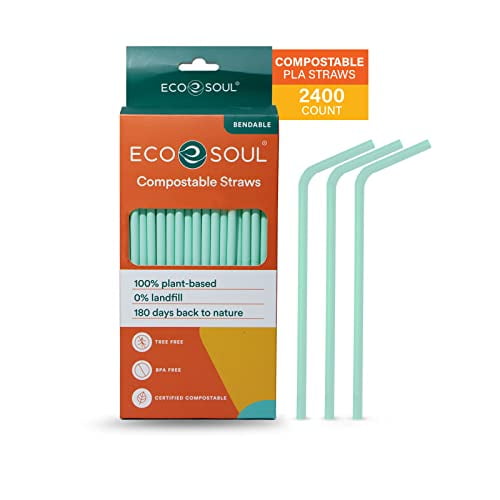 ECO SOUL 100% Compostable Straws [2400 Count] [8.25"] Eco-Friendly ...