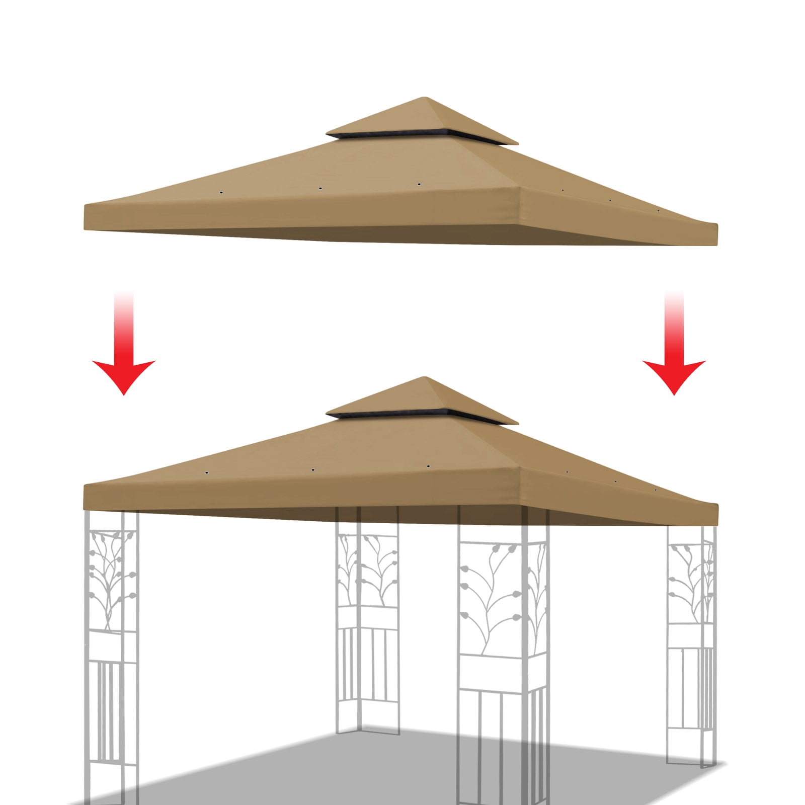 10x10'2-Tier Replacement Canopy Top Cover for Patio Gazebo Tent ...