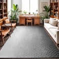 Black Gray Mosaic Area Rugs 2.7'x5' Minimalist Abstract Hexagonal Grid ...