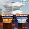 Solar Post Lights Outdoor Glass LED Fence Cap Light 2 Modes for 4x4 5x5 ...