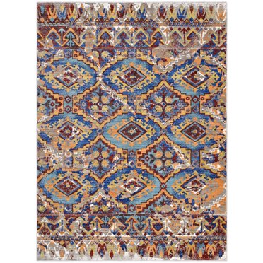 Modway Solimar Distressed Southwestern Aztec 8x10 Area Rug in ...