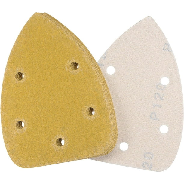 5 Holes Triangle Detail Sander Wet Dry Sandpaper Pad 140mm Golden 240 ...