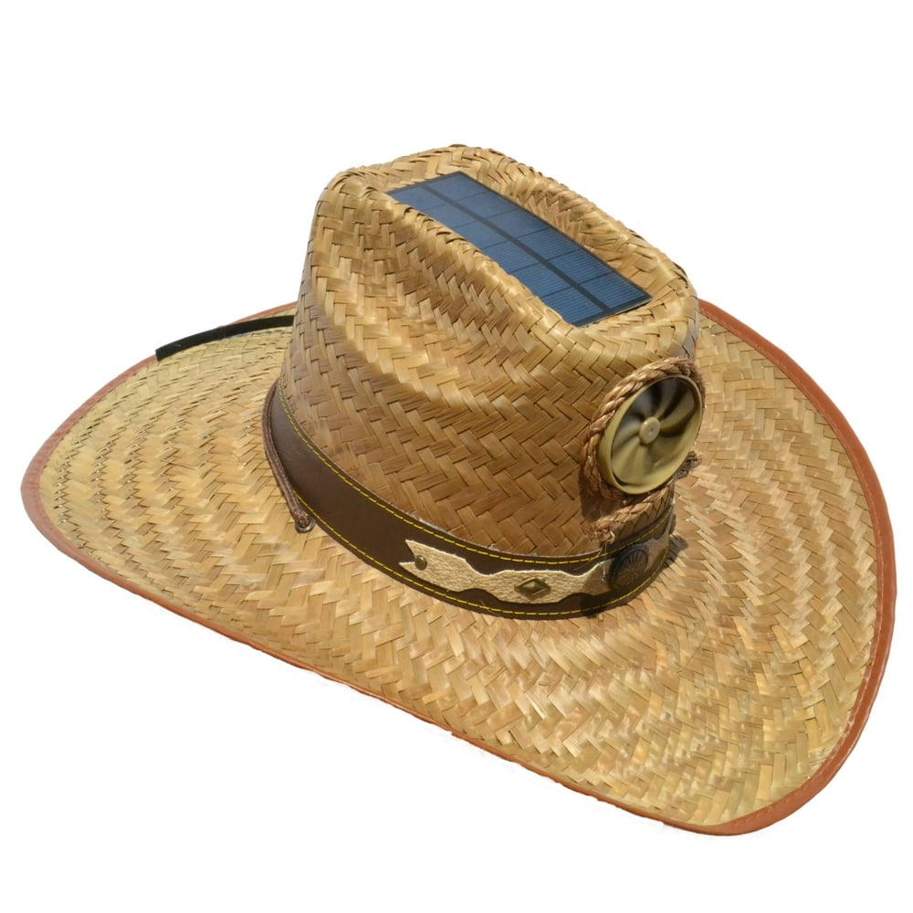 Kool Breeze Solar Hat - Kool Breeze Solar Cooling Straw Hat - Cowboy (M ...
