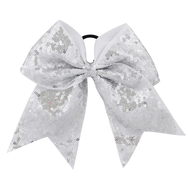 Chixx Sequin Cheer Bow - Shiny Silver Sequin - Walmart.com