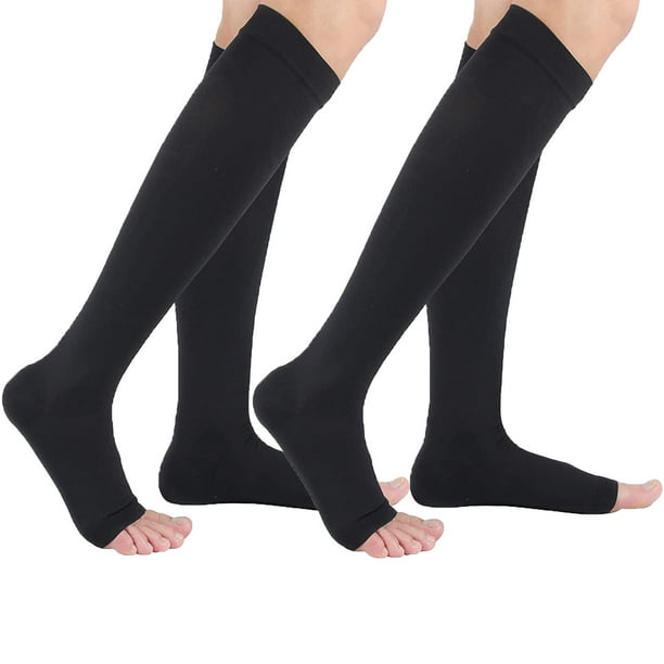 2 Pairs Open Toe Compression Socks for Women & Men Circulation 15-20 ...