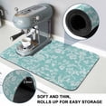 Teal Green Flower Dish Drying Mats for Kitchen Counter, Pastoral White ...