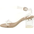 Top Moda Womens Lucite Clear Strappy Block Chunky High Heel Open Peep ...