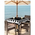 Black Square Square Outdoor Tablecloth with Umbrella Hole Graphic Retro ...
