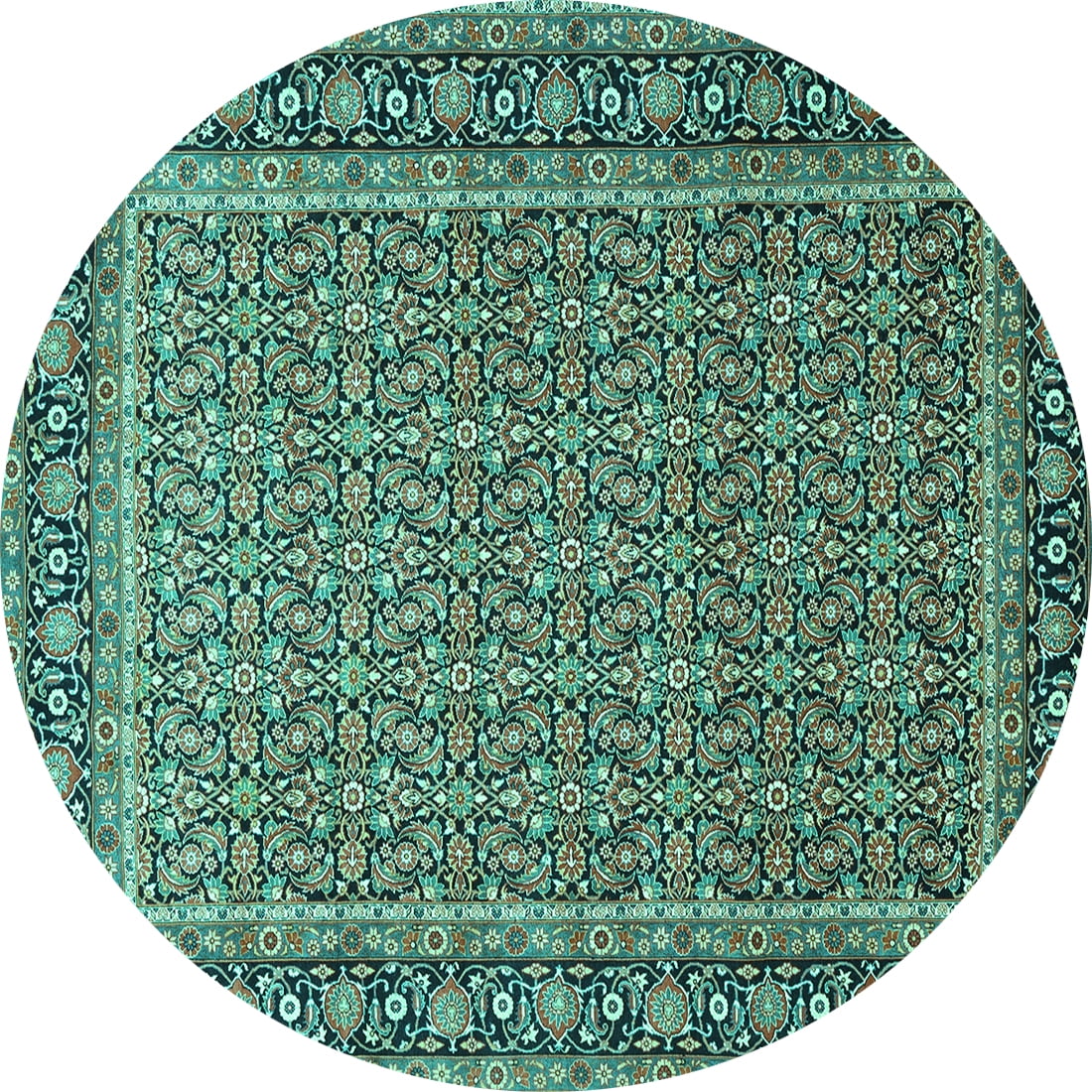 Ahgly Company Machine Washable Indoor Round Persian Turquoise Blue ...