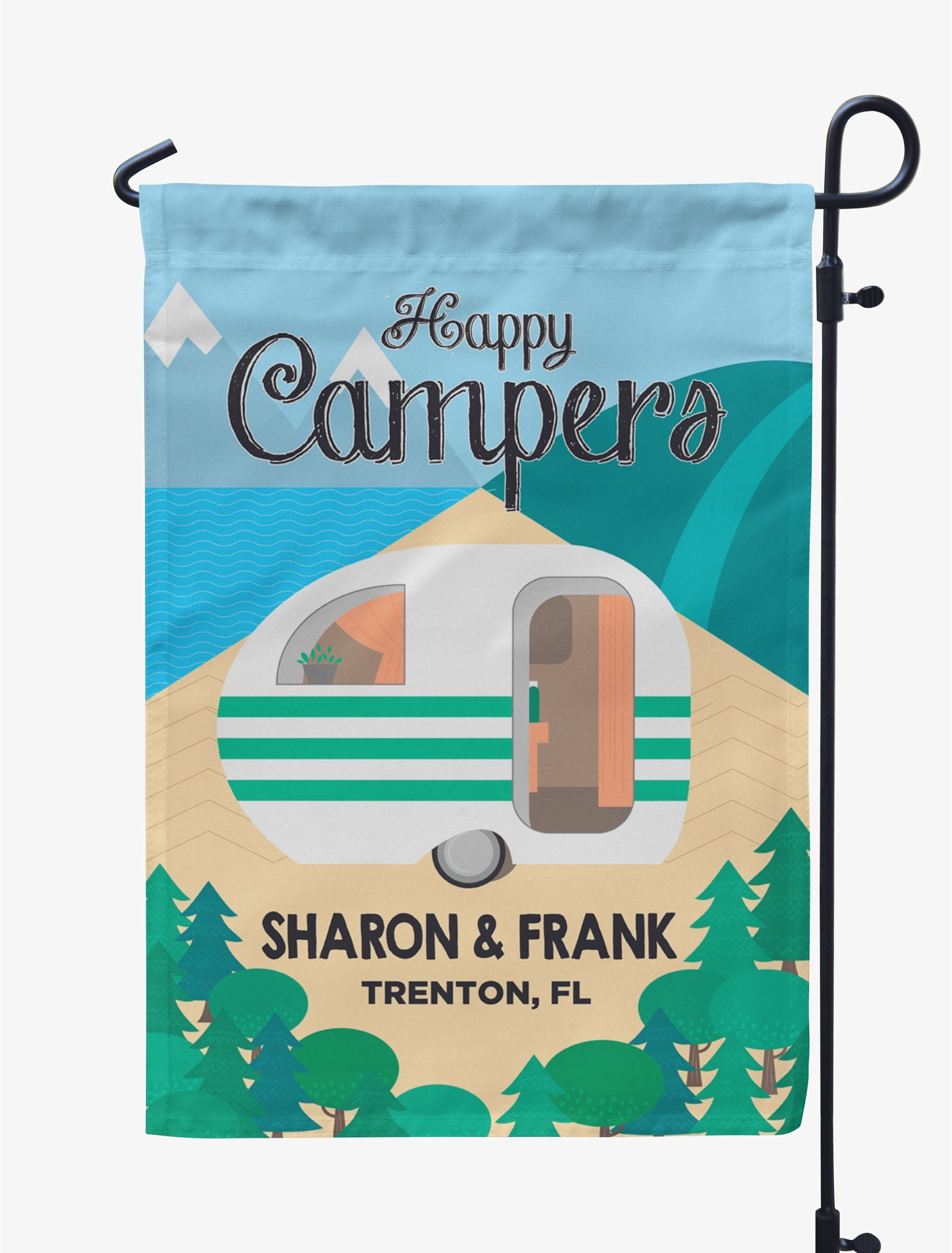 Printtoo Multicolor Happy Campers Campsite CampingFlagCustom ...