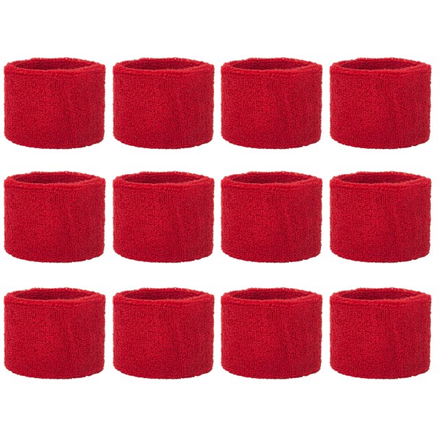 GOGO 12 Pieces Wrist Sweatbands for Children, 3" x 2-1/8" Sports Wristband - Red - Walmart.com
