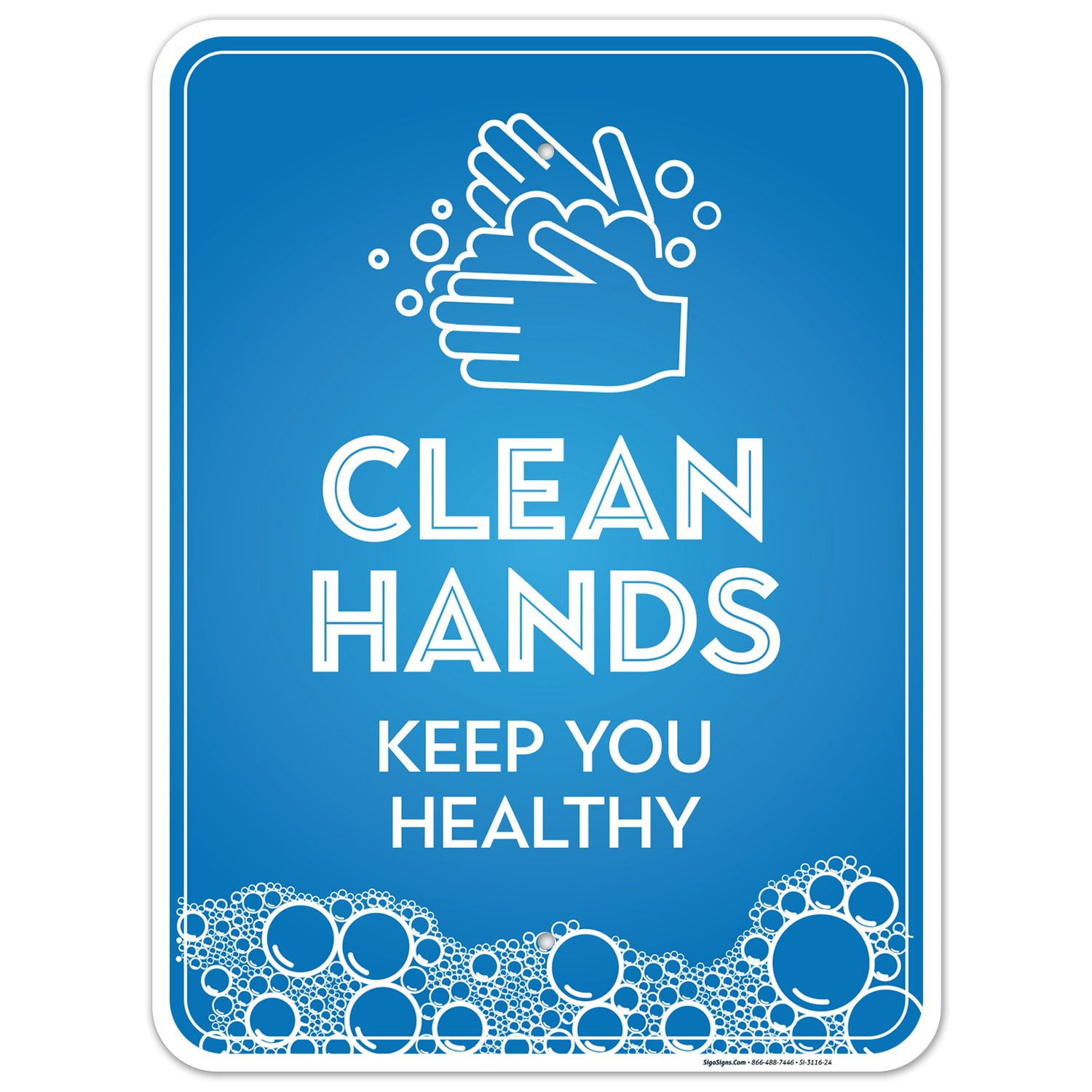 Clean Hands Keep You Healthy Blue Sign, 18x24 Aluminum - Walmart.com