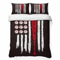 American Flag Baseball 3 Pieces Quilt Set,1 Quilt with 2 Shams,Patriot ...