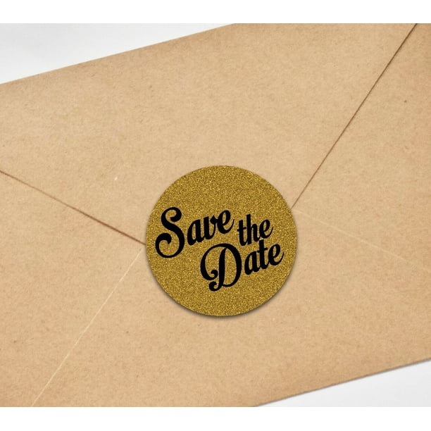 Darling Souvenir Round Glitter Background Save The Date Stickers 1.6 ...